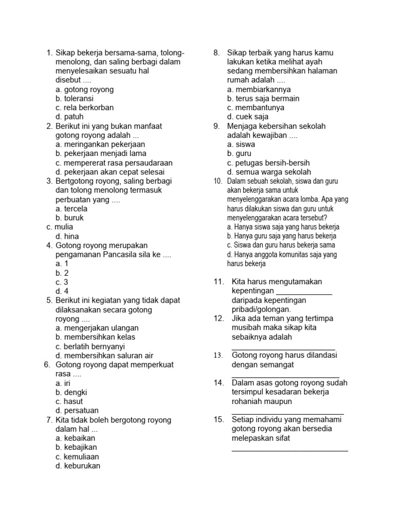 Soal PKN Goro Edit | PDF | Karier & Perkembangan | Ilmu Sosial