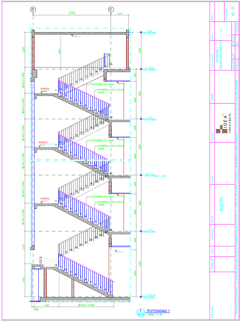 Potongan Tangga dan Lobby Lift A6-03 | PDF