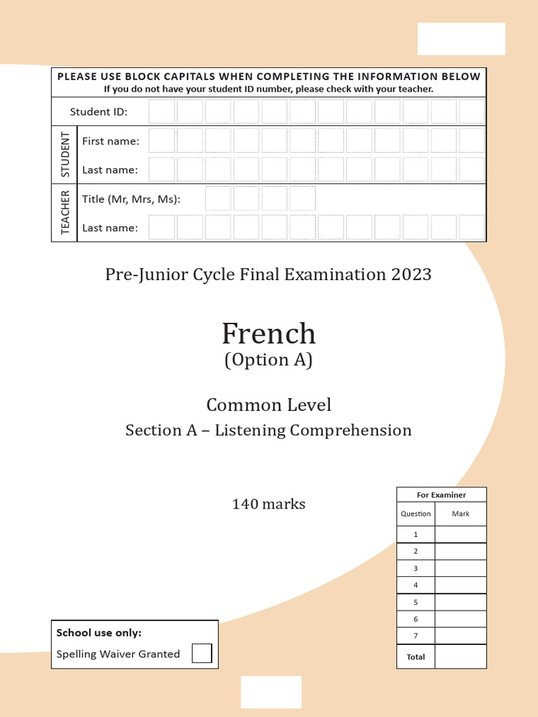 2023 French Listening Exam Guide | PDF