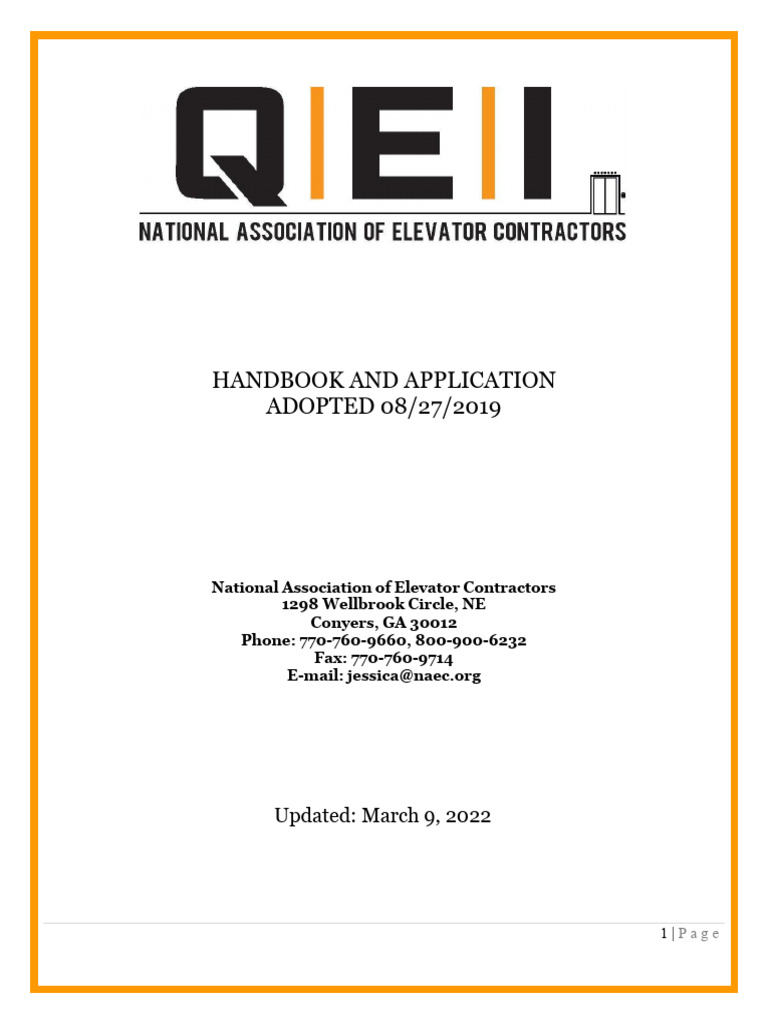 QEI Applicant Handbook | PDF | Elevator