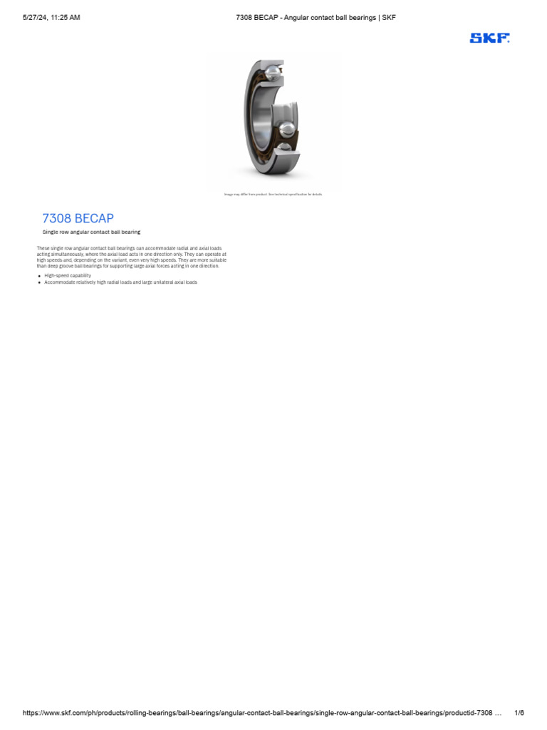 7308 BECAP Angular Contact Bearing | PDF | Bearing (Mechanical) | License