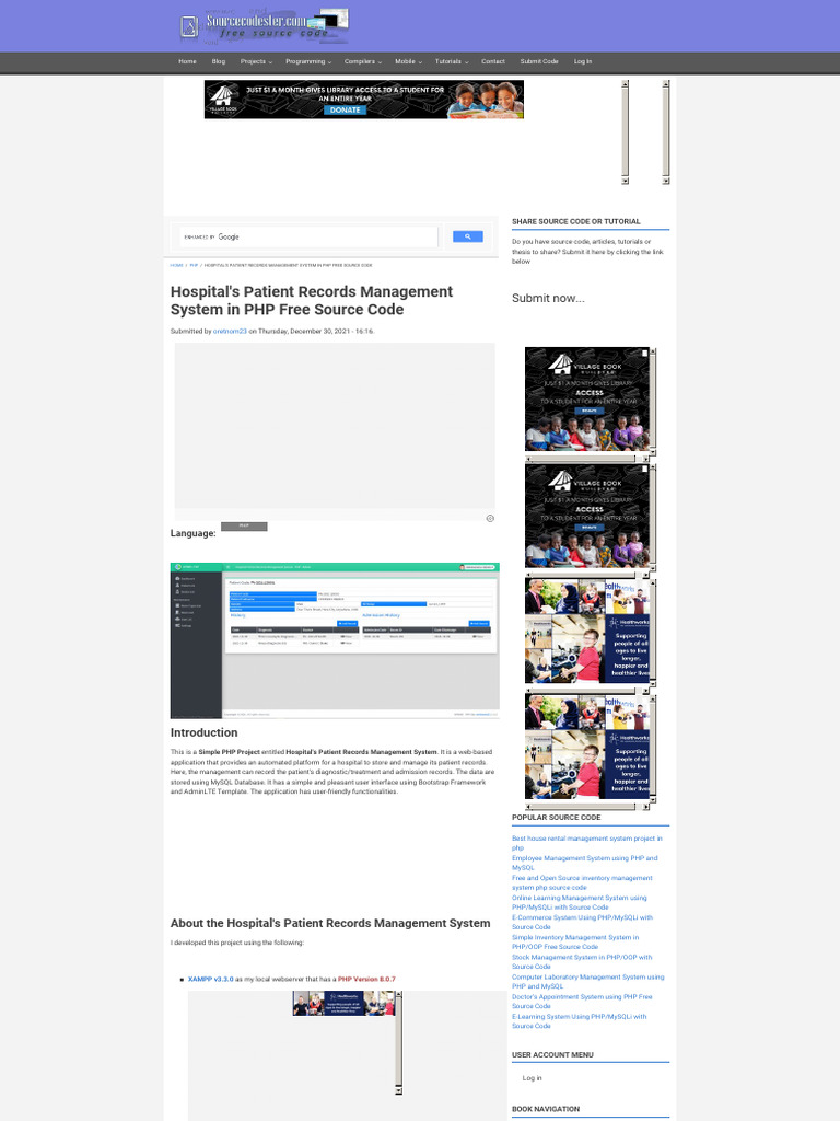 Hospital's Patient Records Management System in PHP Free Source Code - Sourcecodester | PDF ...
