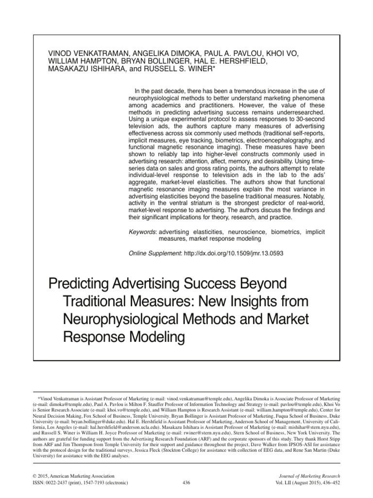 Predicting Advertising Success Beyond | PDF | Recall (Memory) | Emotions