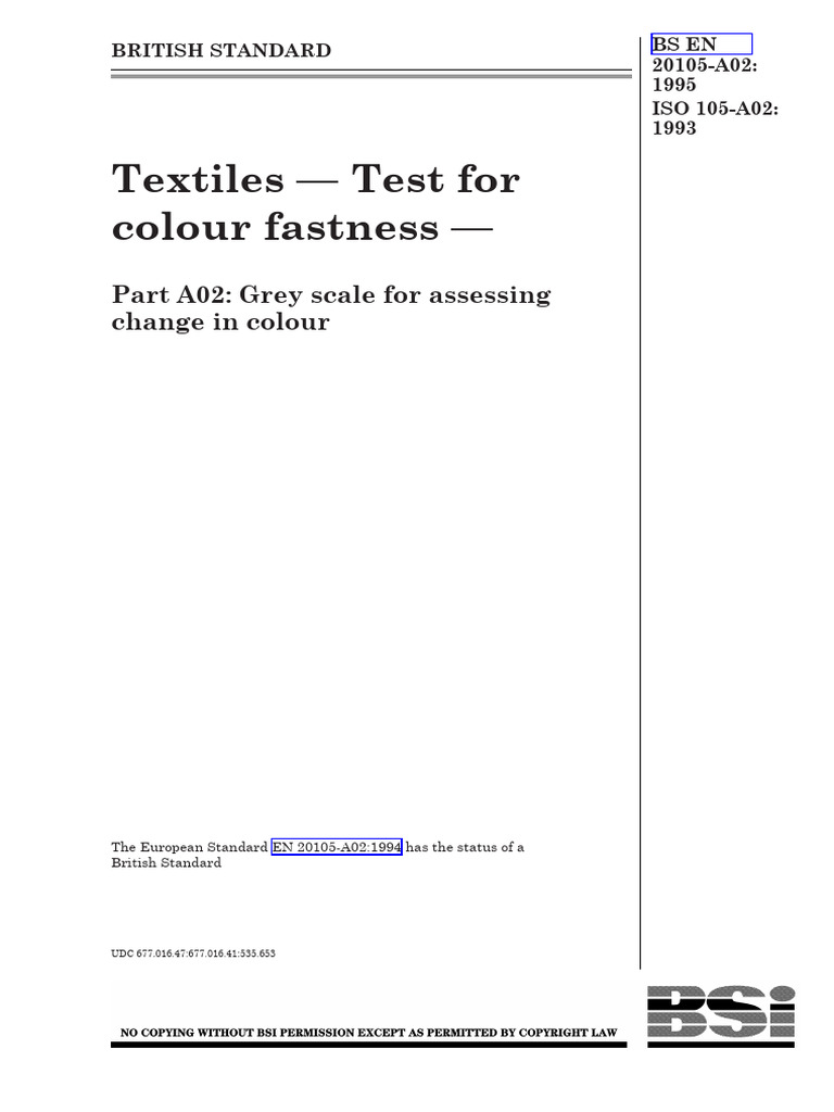 Textiles - Test For Colour Fastness - : Part A02: Grey Scale For ...