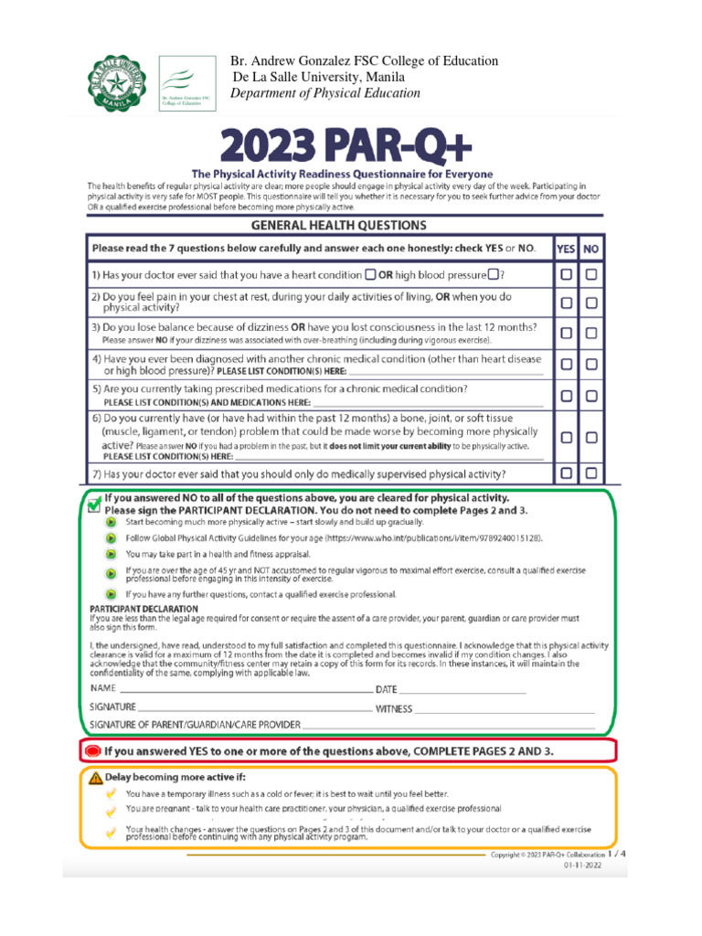 DLSU Format PAR-Q+ | PDF