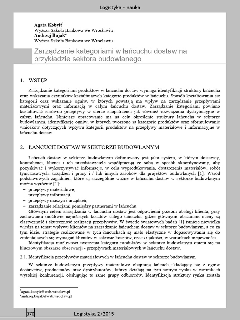 041 Kobylt Bujak Zarzadzanie Kategoriami W Lancuchu Dostaw | PDF