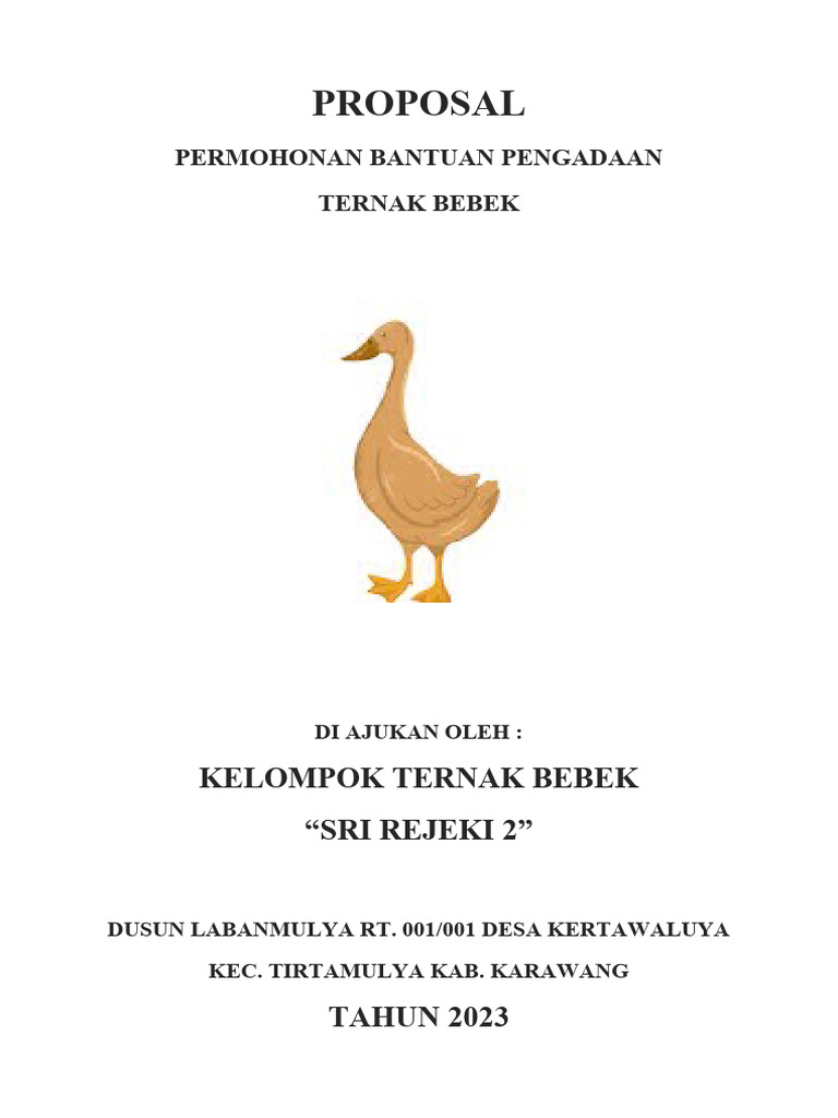 Proposal Kelompok Ternak Bebek - Berkah Jaya | PDF