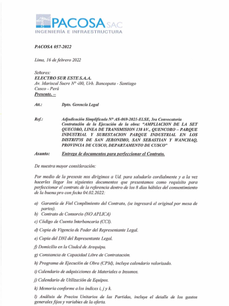 1.0 Pacosa 057-2022 (Carta) | PDF