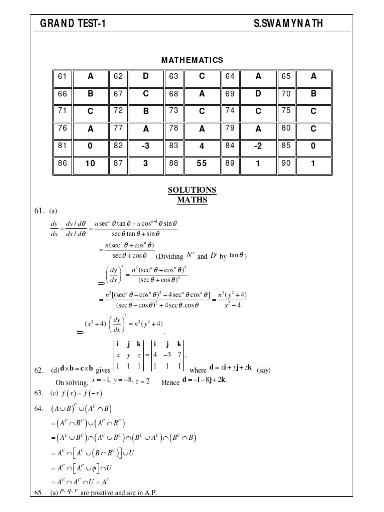 SSN_GTM_1_KEY & SOL | PDF | Complex Analysis | Mathematical Concepts