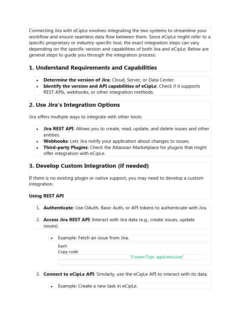 Jira and eCipLe Integration Guide | PDF | Json | Computing