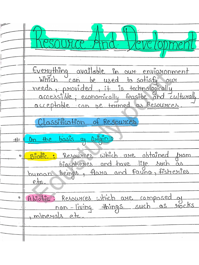 Resources and Development Notes (Edustudy Point) | PDF