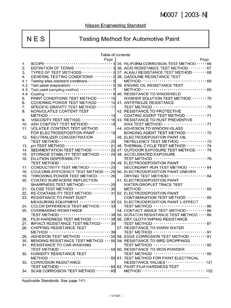 Nes m0007 2003 e Nes试验测试标准 | PDF