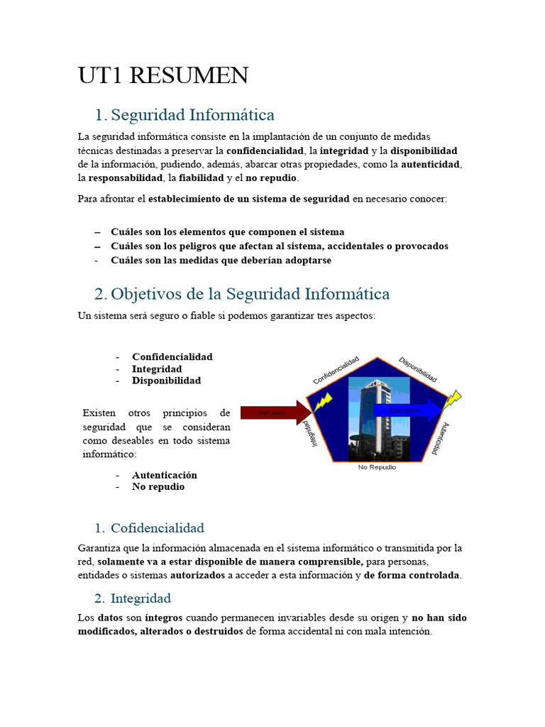 Ut1 Resumen | PDF | La seguridad informática | Seguridad