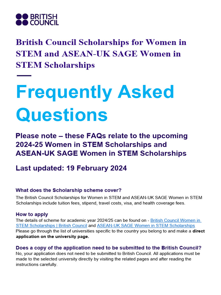 Faqs Women in Stem 2024-25 | PDF | Academic Degree | Postgraduate Education