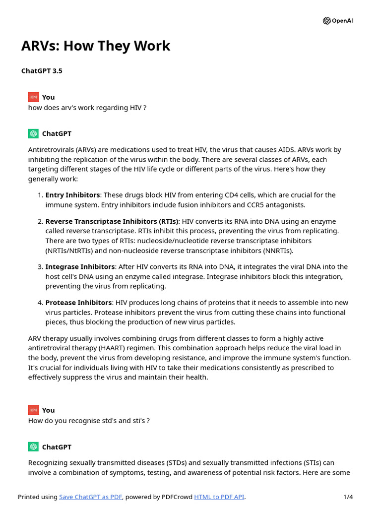 ARVs_ How They Work | PDF | Management Of Hiv/Aids | Sexually ...