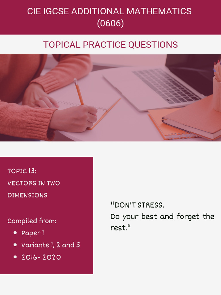 13 Cie Igcse Additional Mathematics Topical Past Paper Vectors In 2