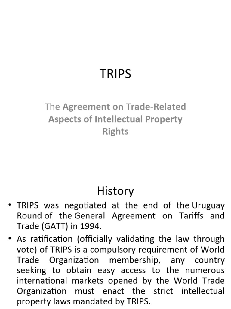 TRIPS | PDF | Trips Agreement | Intellectual Property