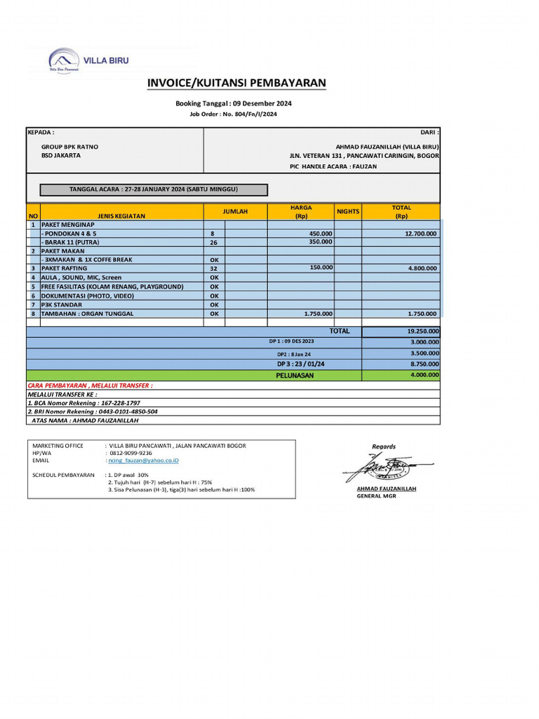 Invoice Villa - Act - G | PDF