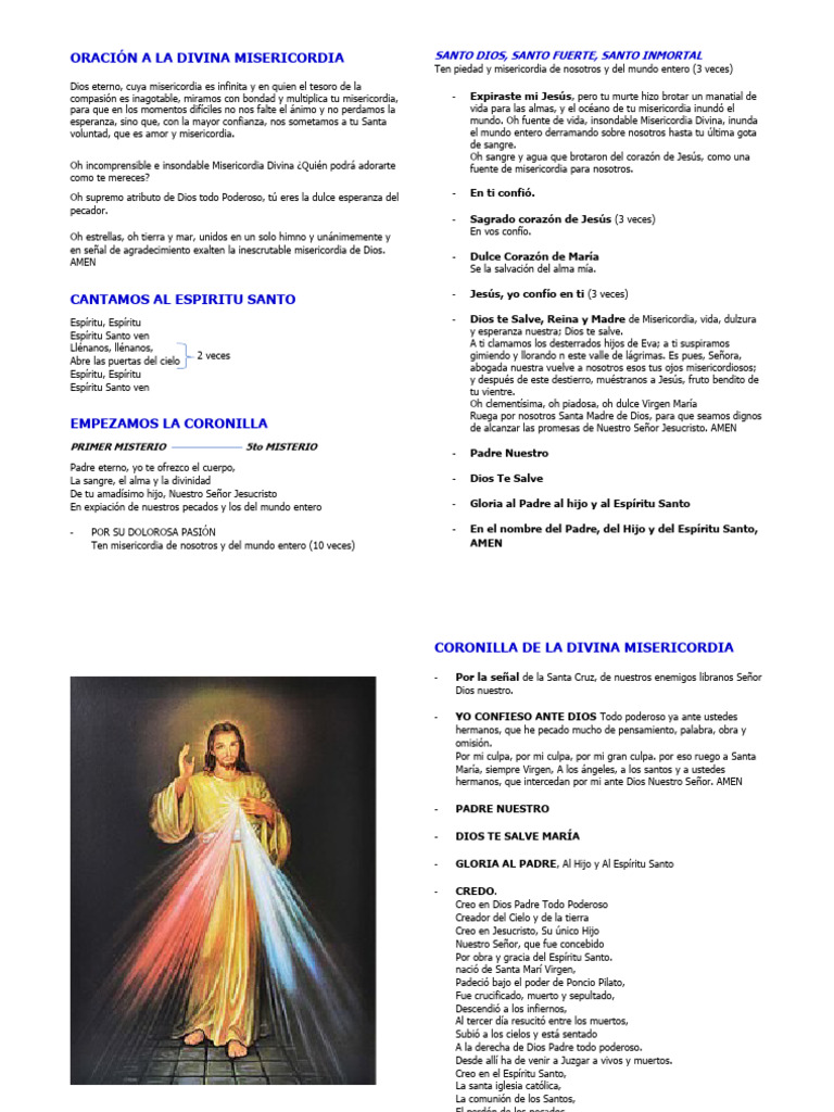 Coronilla de La Divina Misericordia - Diptico | PDF | Creencia y doctrina cristiana | Teología ...
