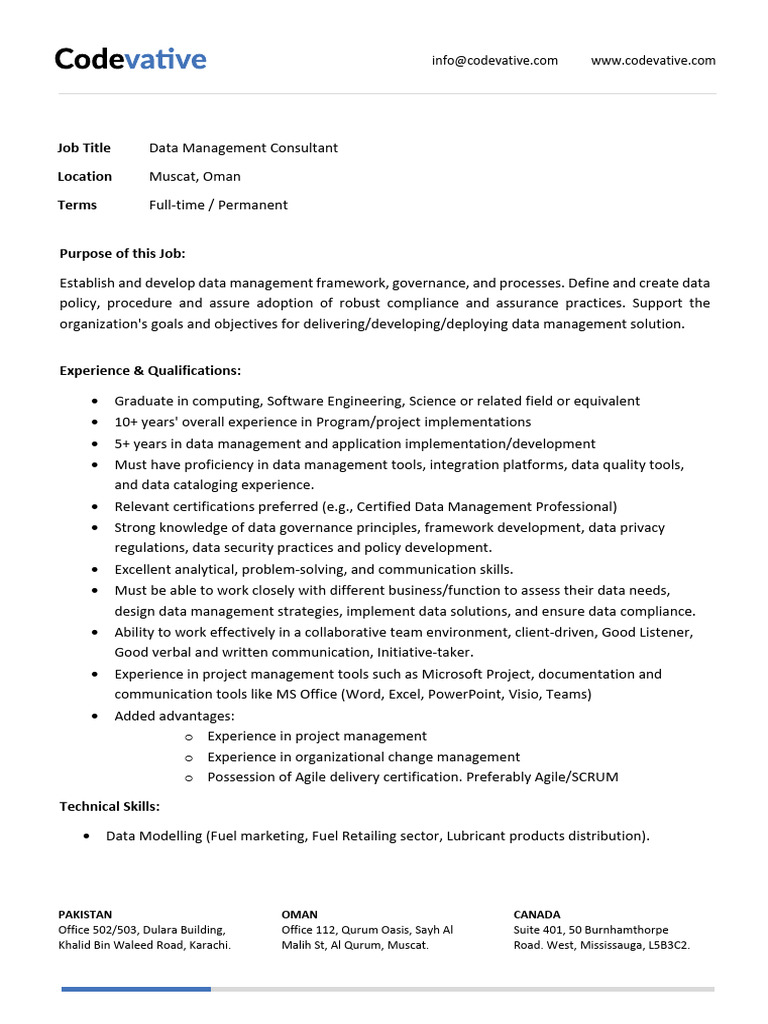 JD - Data Management Consultant | PDF | Data Quality | Data