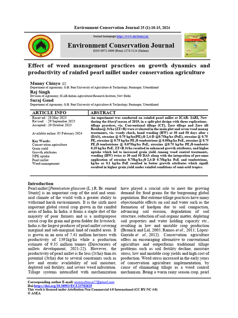 Environment Conservation Journal | PDF | Soil | Weed