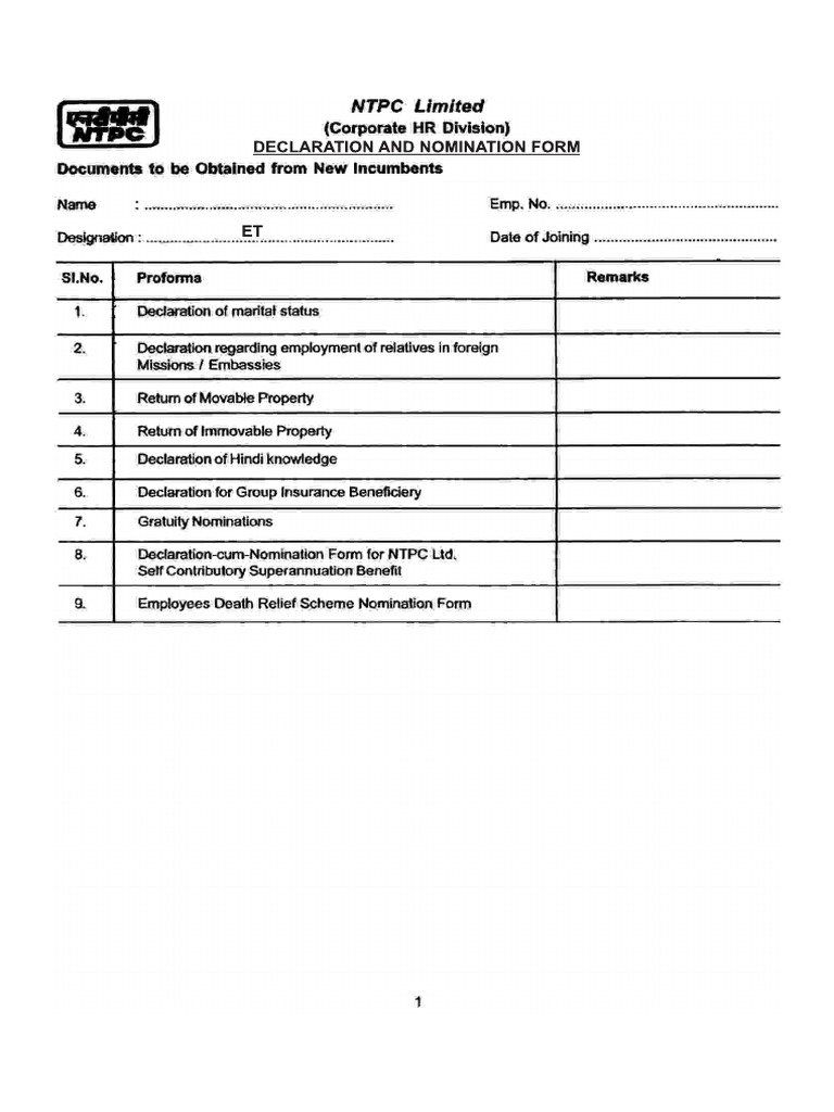 Declaration and nomination form | PDF