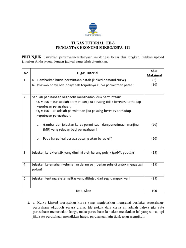 Tugas 3 Pengantar Ekonomi Mikro | PDF | Teknologi & Rekayasa