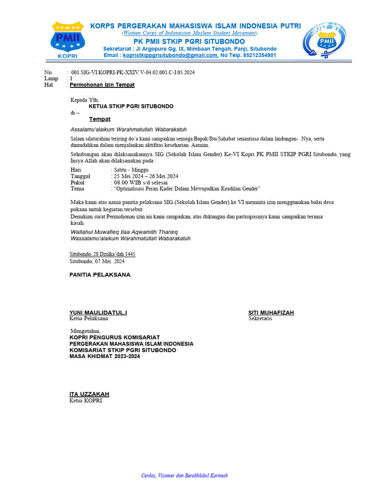 SURAT IZIN TEMPAT SIG (1) Fix | PDF | Ilmu Sosial