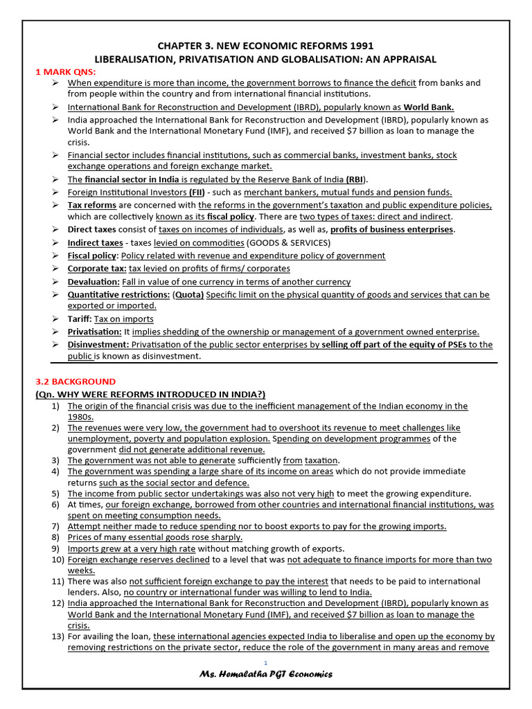 IED - CH3 - Imp Points & Qns | Download Free PDF | Taxes | Reserve Bank ...
