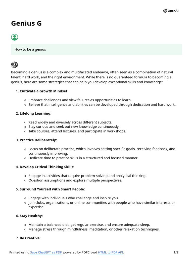 Genius G | PDF | Creativity | Knowledge