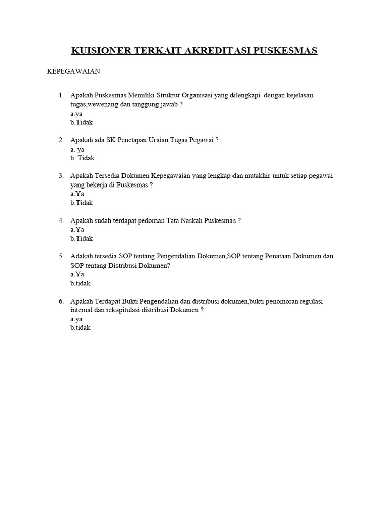 Kuisioner TPCB | PDF