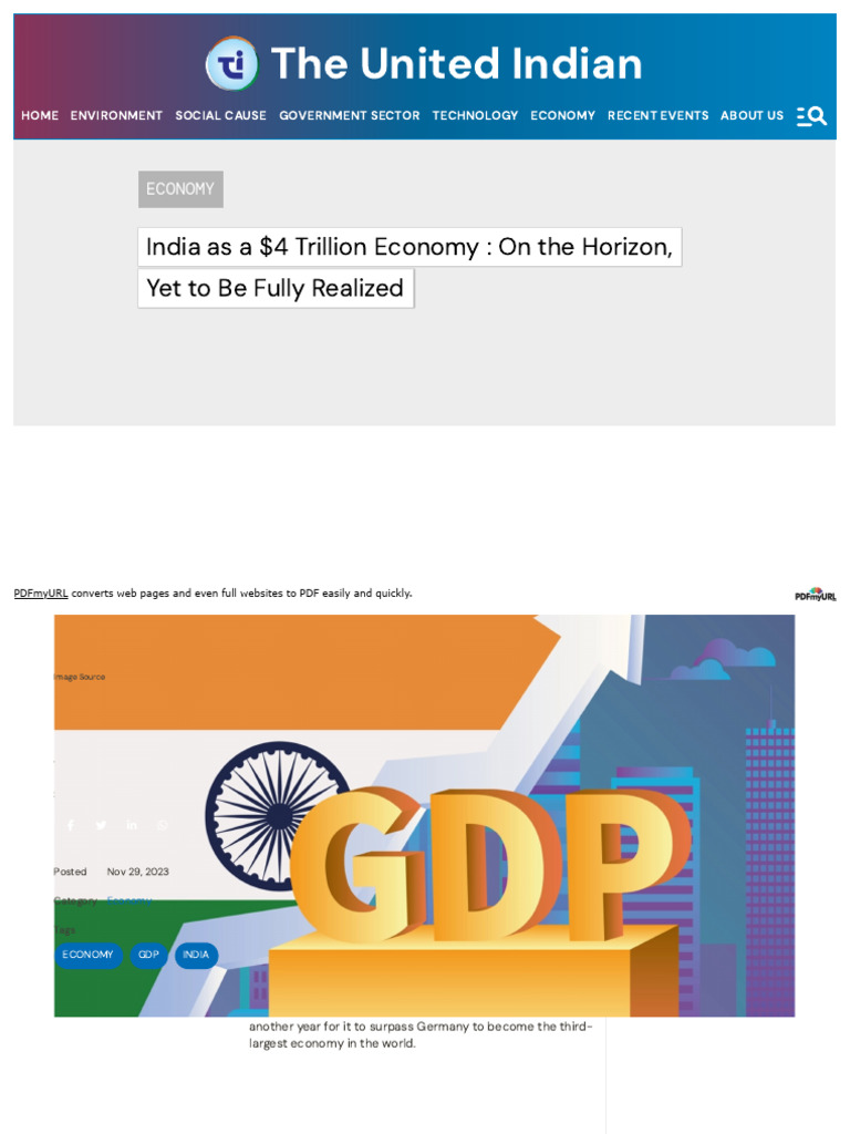 India 4 Trillion Economy Download Free Pdf Economic Growth Gross