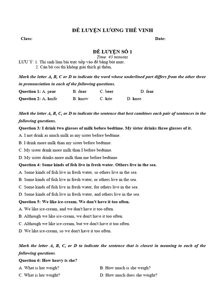 Đề luyện LTV | PDF