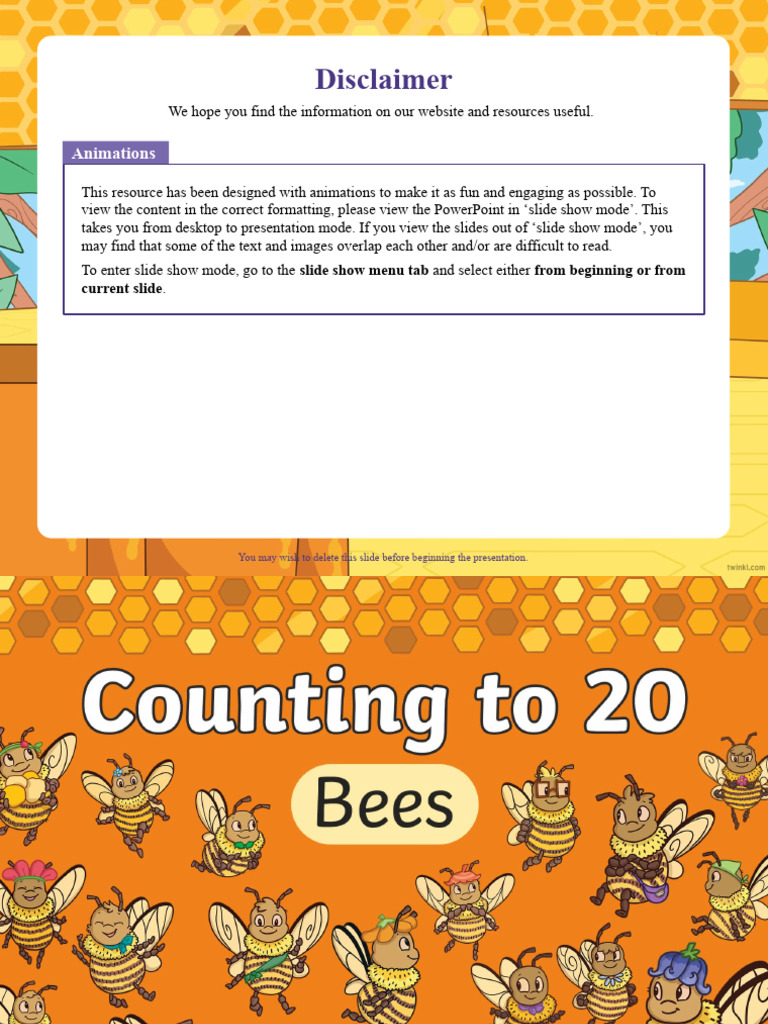 T M 1664188086 Counting To 20 in Words Bee Themed Powerpoint Ver 2 ...