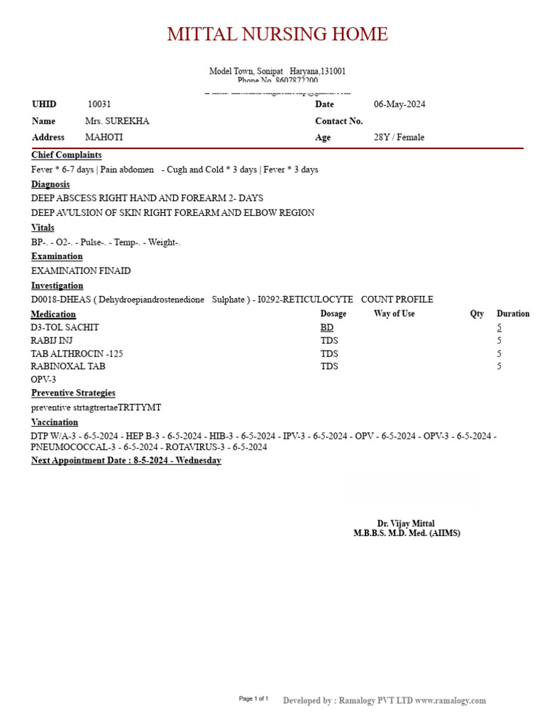 Opd Prescription Format | PDF | Wellness