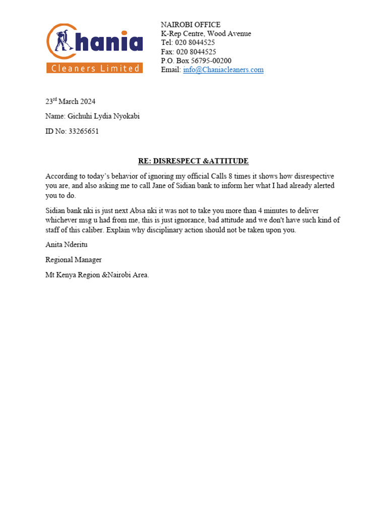 Disrespect and Attitude Complaint Letter | PDF