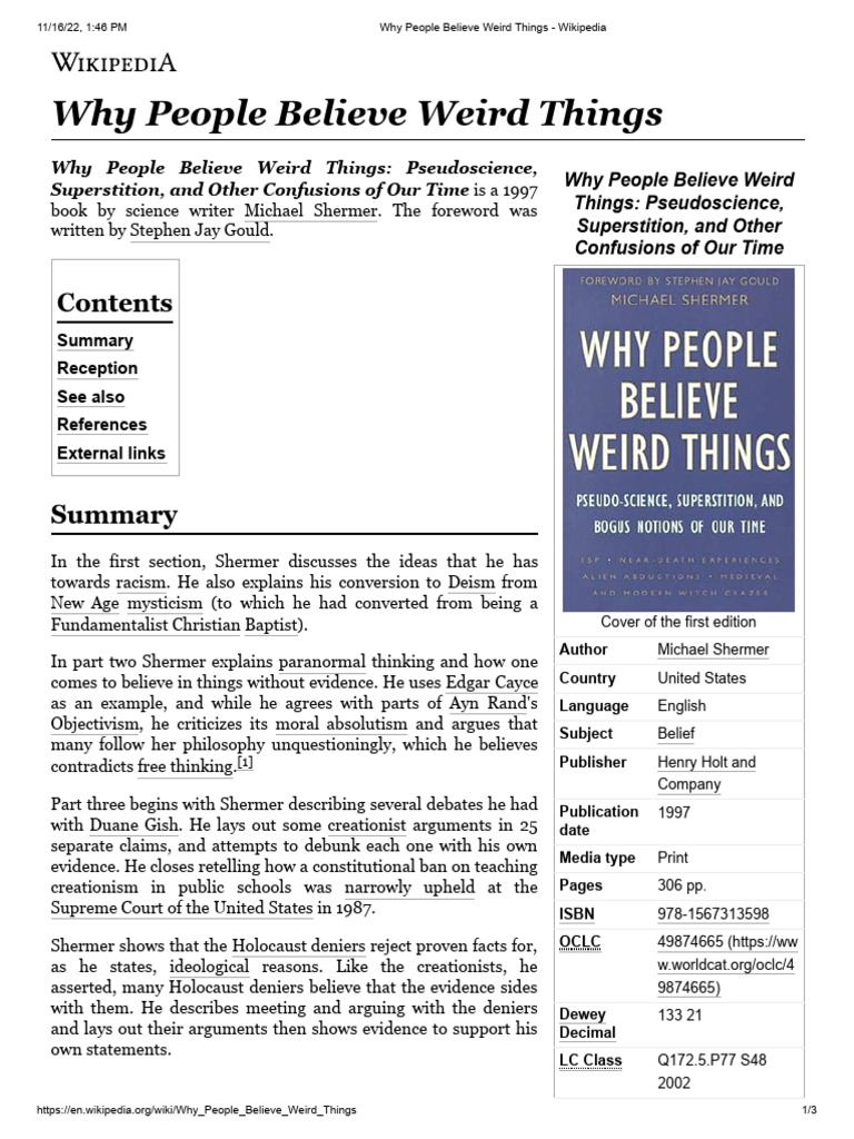 Why People Believe Weird Things - Wikipedia | PDF | Social Science