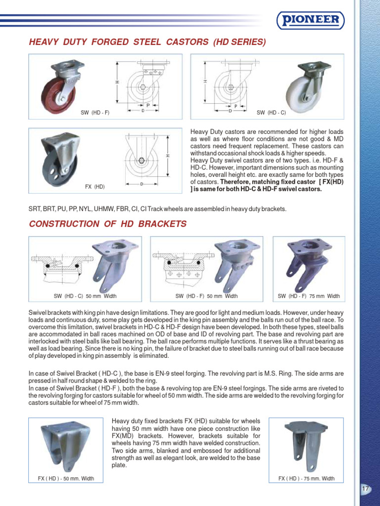 Pioneer Castor Wheel Catalogue | PDF | Bearing (Mechanical ...