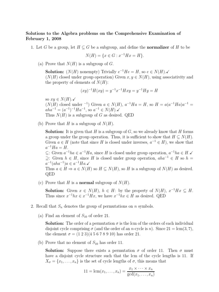 Algebra 2008 | PDF | Ring (Mathematics) | Permutation