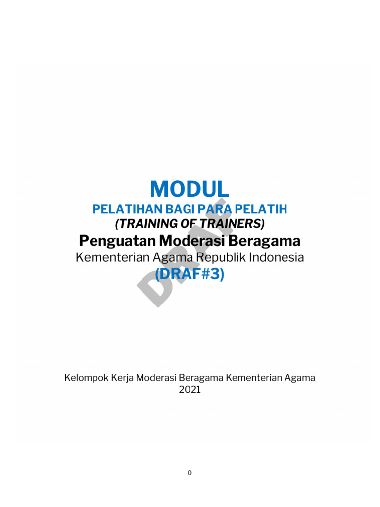 Modul TOT Penguatan Moderasi Beragama Kemenag RI - Pokja MB - Draf#3 | PDF