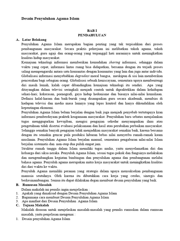 Desain Penyuluhan Agama Islam | PDF