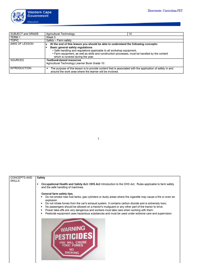 Agricultural Technology Grade 10 Term 1 Week 5 | PDF | Tractor ...