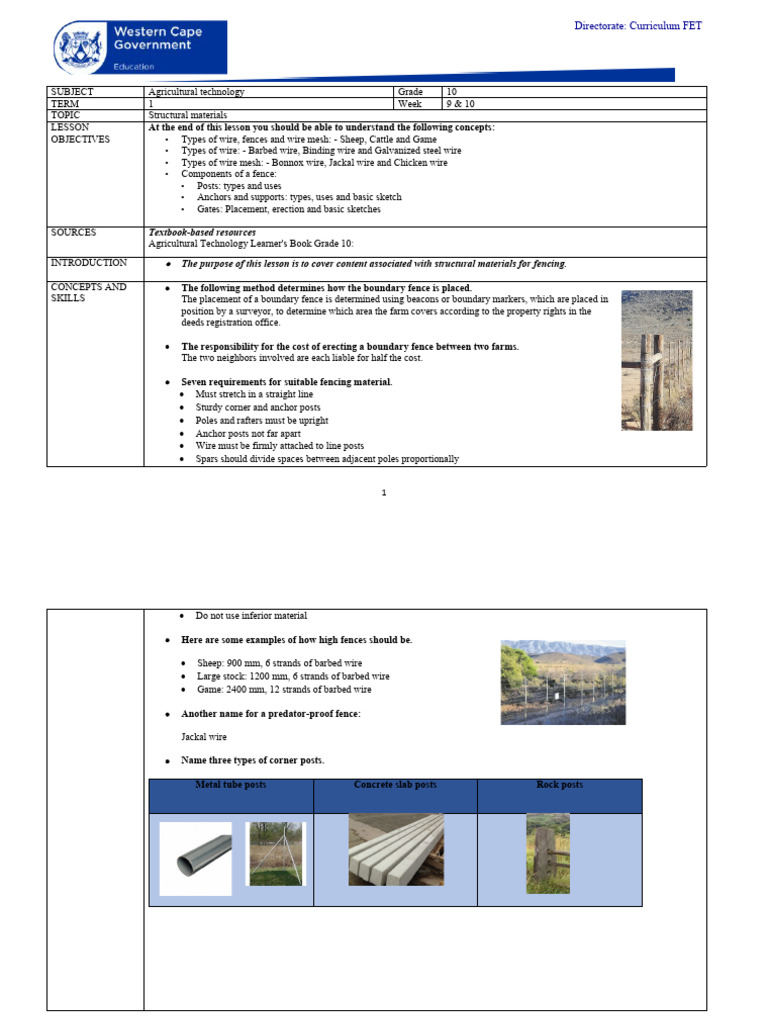 Agricultural Technology Grade 10 Term 1 Week 9 | PDF