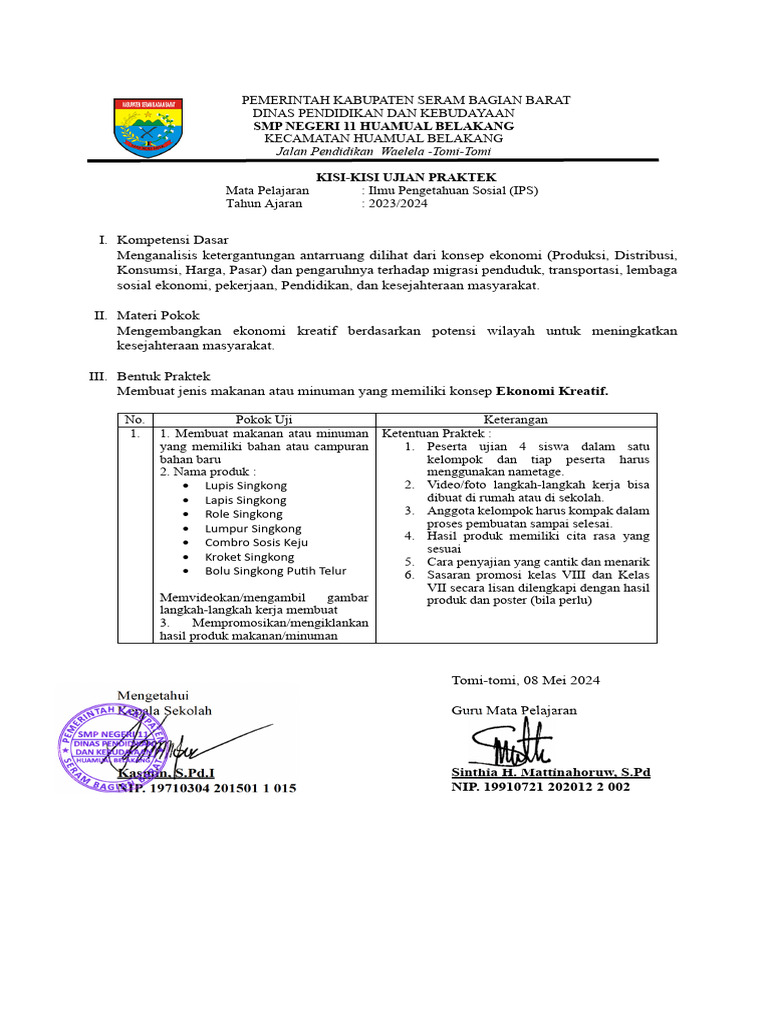 Format Nilai UJIAN PRAKTEK IPS KELAS IX T.A 20232024 | PDF
