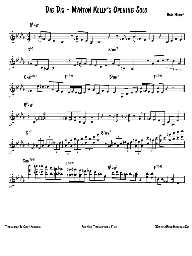 Dig Dis - Wynton Kelly's Opening Solo | PDF