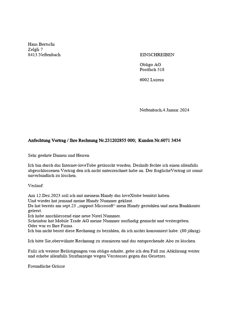 Musterbrief Abofalle | PDF