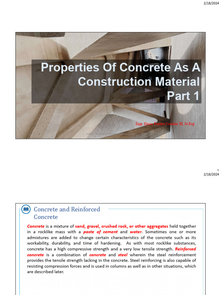 Principles of RC Design - Lecture 1 | PDF | Concrete | Reinforced Concrete
