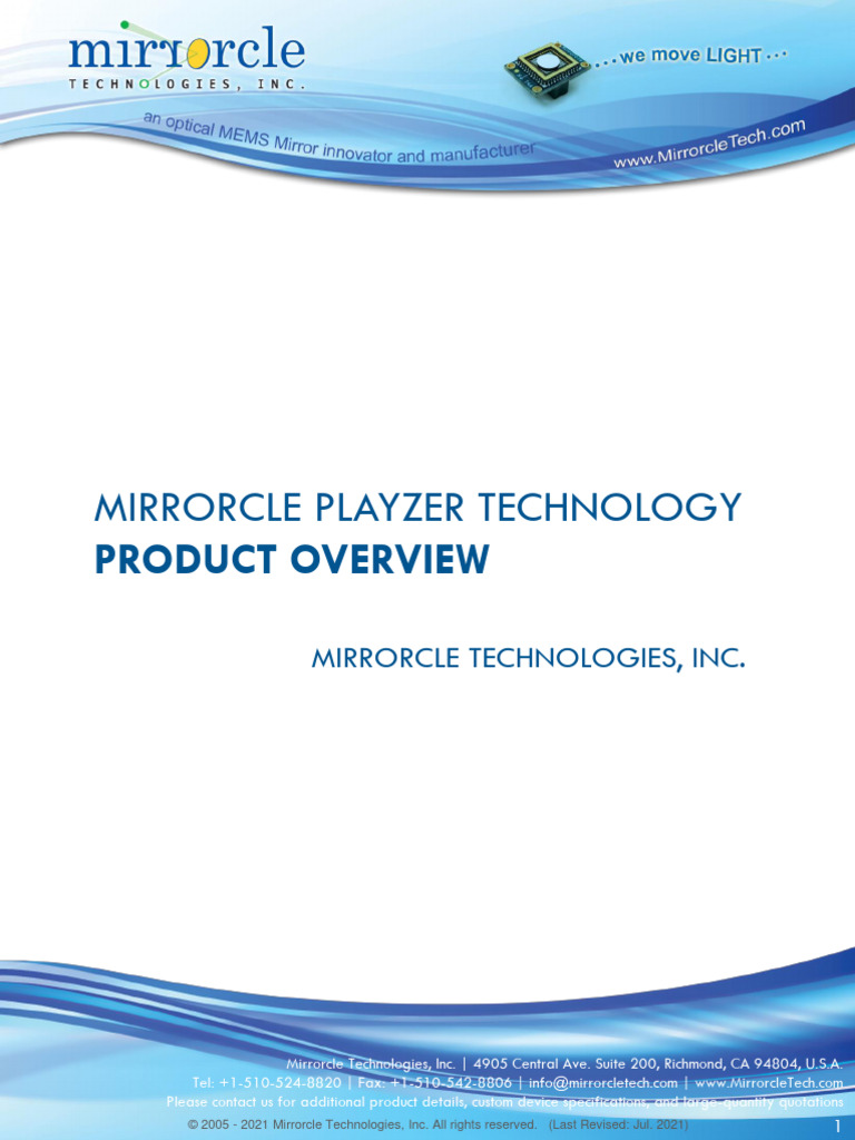 Mirrorcle Playzer Technology - Overview | PDF | Computing | Electronics