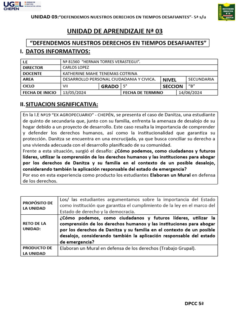 5 DPCC Unidad N 03 | Descargar gratis PDF | Justicia | Crimen y violencia