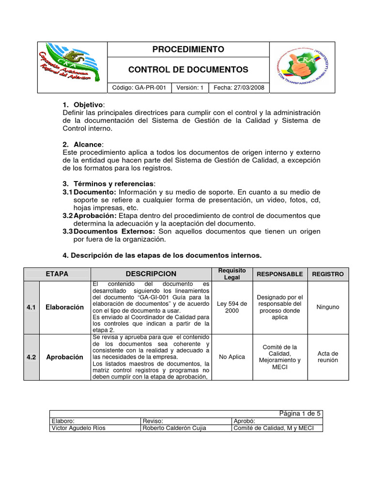 T1-Ejemplo Procedimiento | PDF | Sistema de manejo de calidad | Gestión de la calidad